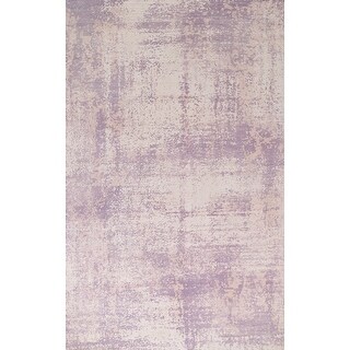 Ivory & Light Purple Abstract Modern Area Rug Hand-Knotted Wool Carpet ...