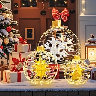 3 Sizes Christmas LED Lighted Sphere Balls Pre-Lit Lantern Balls ...