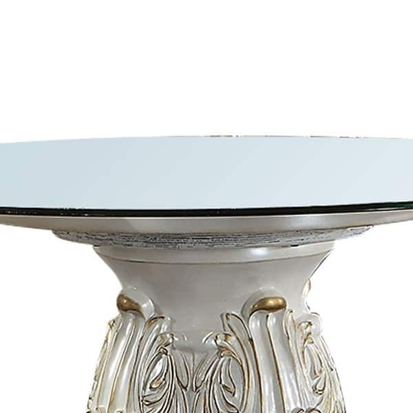 ACME Vendome Pedestal Round Dining Table in Antique Pearl - On Sale ...
