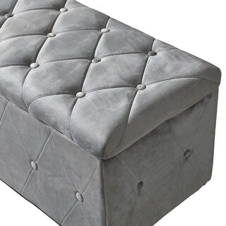 1 Piece Rectangular Storage Ottoman Short velvet with 2 Set Ottomans ...