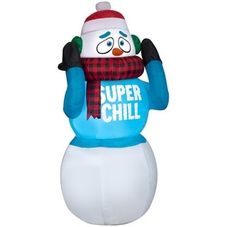 Christmas 6 ft. Animated Airblown Shivering Super Chill Snowman - Bed ...