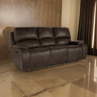 Talo 88 Inch Sofa, Dual Manual Recliner, Cushioned Seat, Brown Faux ...