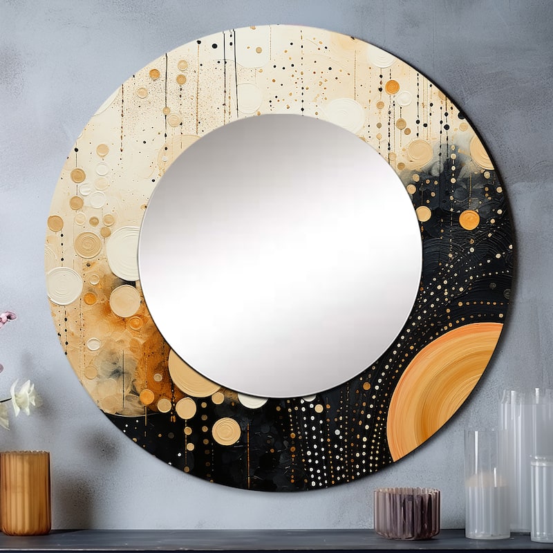 Designart "Monochrome Medley IV" Abstract Collages Round Mirror Wall ...