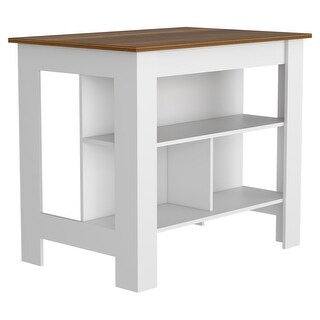 Stylish Cala Kitchen Island: White and Walnut Design with Four Legs and ...
