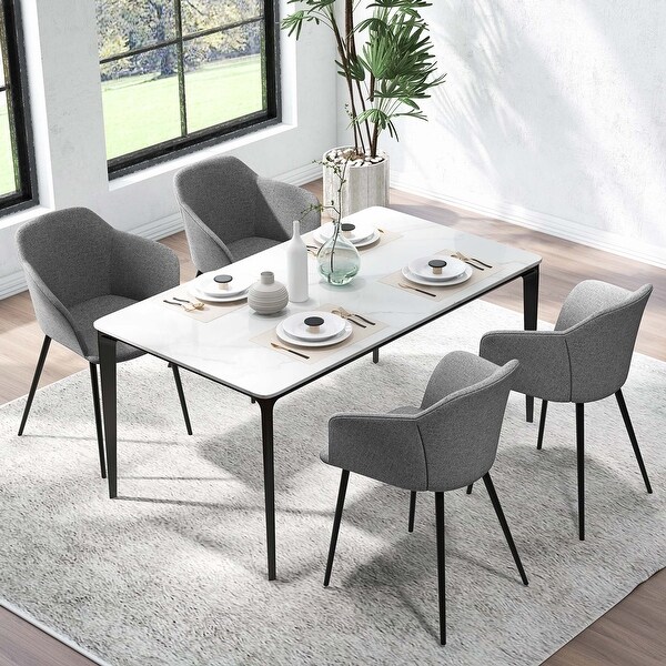 Costway Set of 4 Dining Chairs Upholstered Accent Side with Backrest See Details Bed Bath Beyond 38424087
