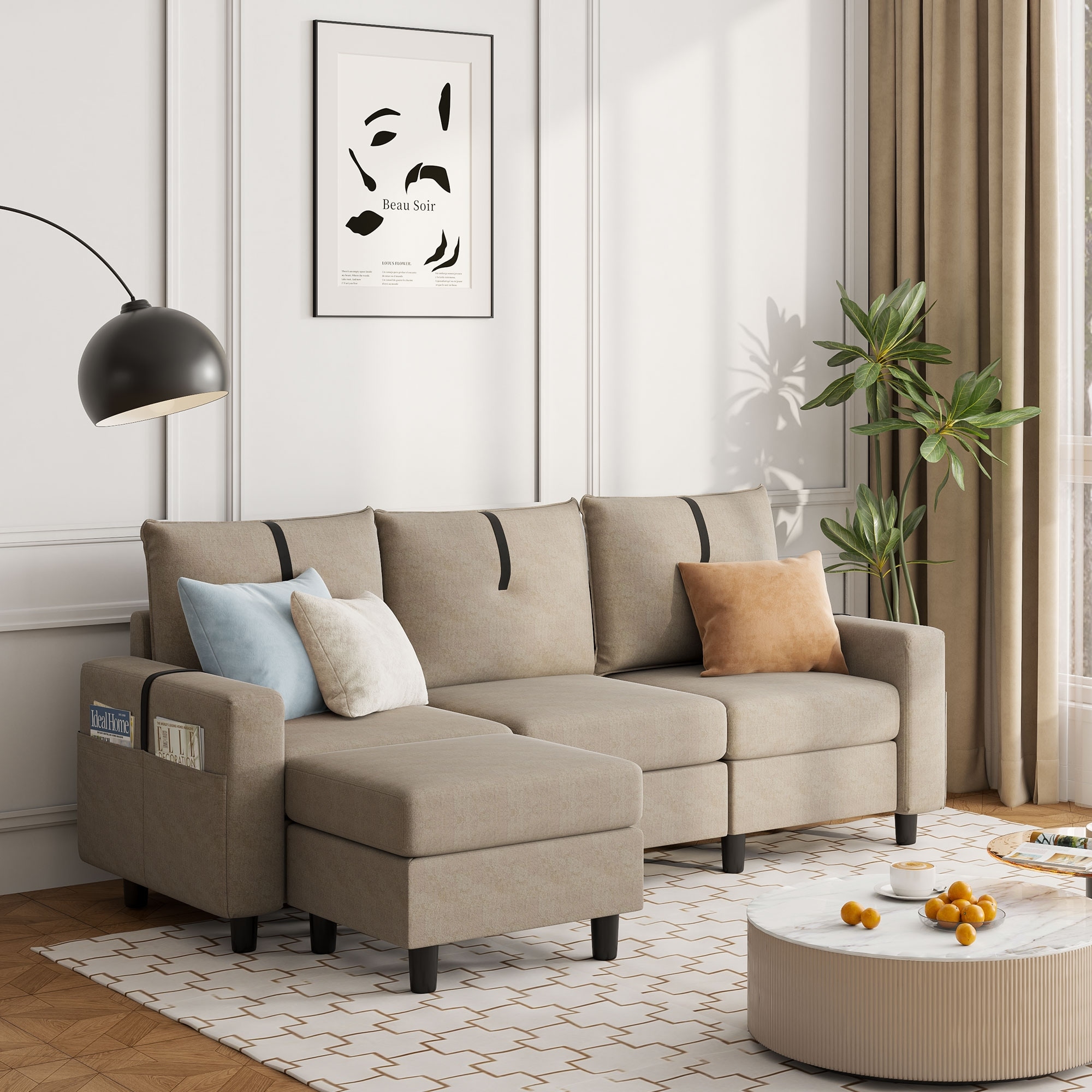 Modern Sectional Sofa Couch L Shaped With Chaise Storage Ottoman and ...