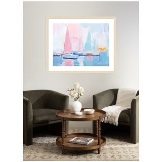 Kate and Laurel Framed Art Abstract Sailboat Harbor Landscape by The ...