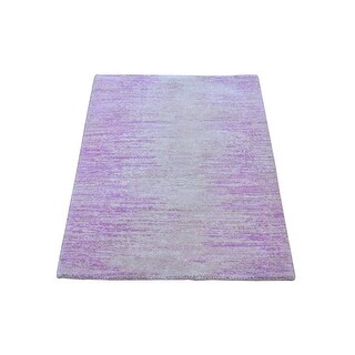 Shahbanu Rugs Zero Pile Pure Wool Only Ombre Design Pink with Touches ...