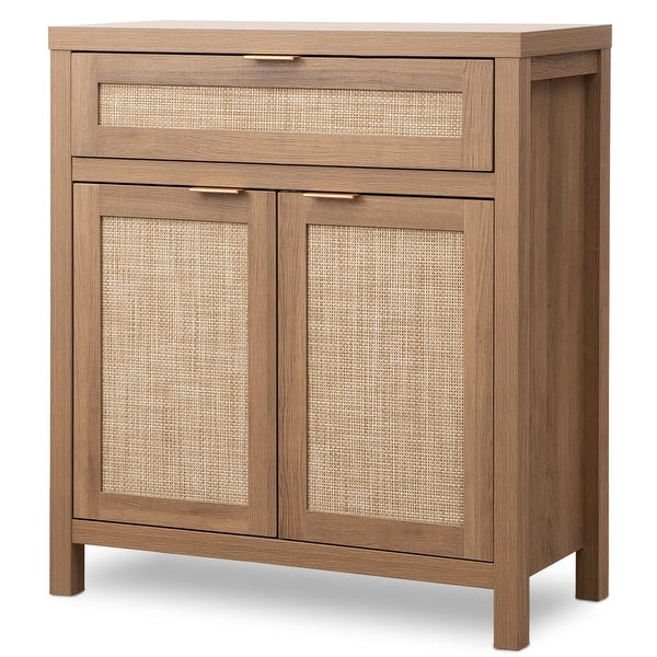 Buffet Cabinet Sideboard with Storage, Rattan Cabinet with Doors Drawer ...