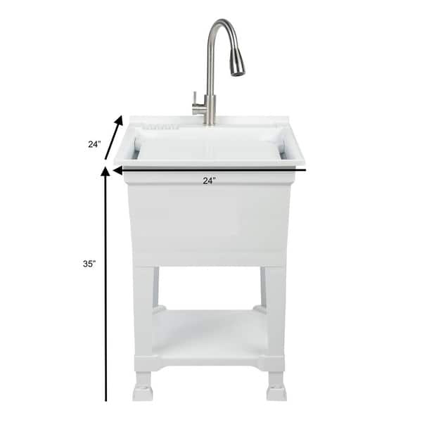 UTILITYSINKS Plastic 24" Freestanding Compact Workshop Utility Tub Sink ...