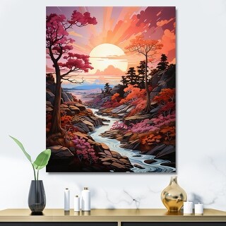 Designart "Pink Bridge Bridge Of Brilliance I" Bridges Wall Art Living ...