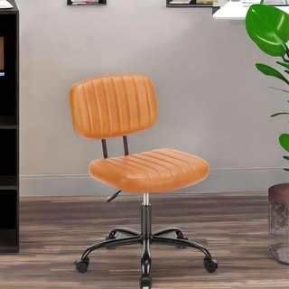 Height Adjustable Leather Low Back Home Office Chair with Wheels - N/A ...