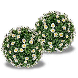 Artificial Daisy Orb Topiary Ball with UV Protection 12" White Set of ...
