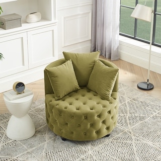 Velvet Swivel Chair Corner Chairs with Movable Wheels, Avocado Green ...