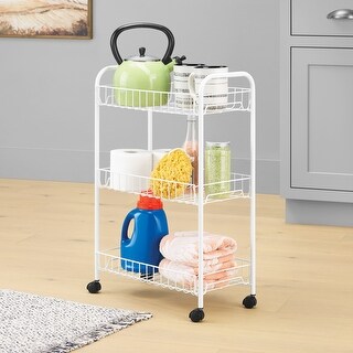 Whitmor Slim Rolling Household Cart White