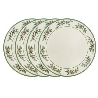 Spode Christmas Tree Set of 4 Holly Dinner Plates - 10 in - Bed Bath ...