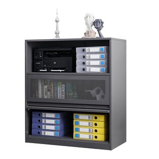 Lateral File Cabinet, Filing Cabinet with Mesh Doors, Metal Industrial ...