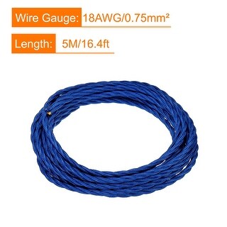 Twisted Cloth Covered Wire 3 Core 18AWG 5m/16.4ft,Electrical Cable,Blue ...