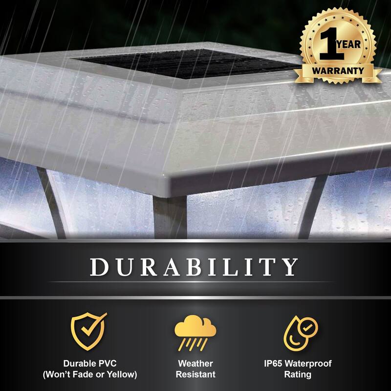 Classy Caps 5x5 White PVC Prestige Solar Post Cap (Set of 2) - On Sale ...