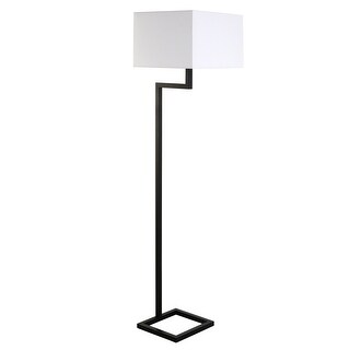 HomeRoots 64" Black Traditional Shaped Floor Lamp With White Frosted ...