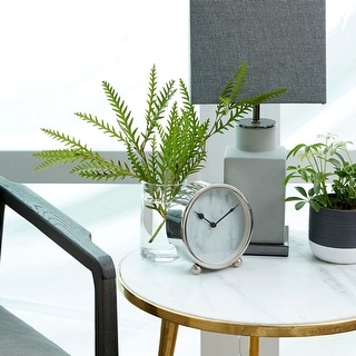 Benzara White and Chrome Stainless Steel Table Clock - Bed Bath ...