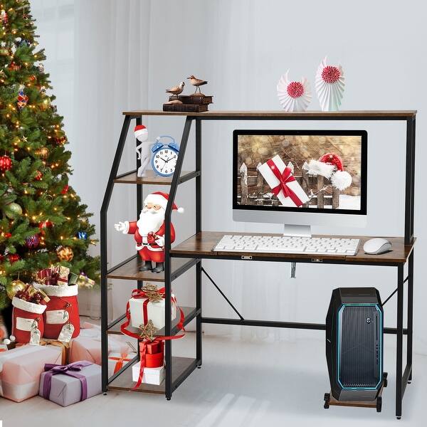 Writing Table Storage Shelves Tilting Drafting Drawing Brown Storage ...