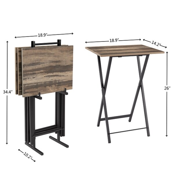 Industrial Folding TV Tray Tables Side Table for Small Space Snack Tables with Stable Metal Frame Noassembly Required Set of 4 On Sale Bed Bath Beyond 39774356