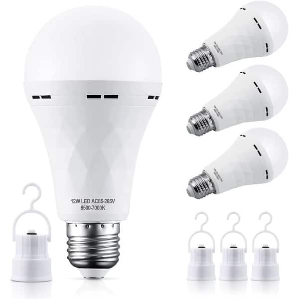 Pack of 4 Rechargeable Emergency Light Bulbs Light Bulb for Home Power ...