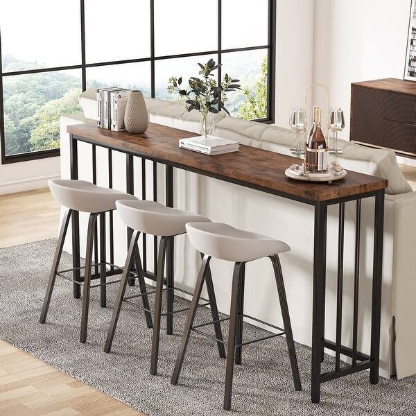 Rustic 70.9 Inch Extra Long Console Table, Industrial Narrow Sofa Table ...