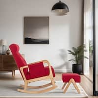 Rocking Chair With Ottoman, Upholstered Fabric Rocking Armchair with ...