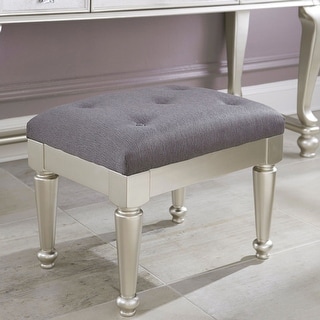 Coralayne Silver Upholstered Stool - Bed Bath & Beyond - 12049449