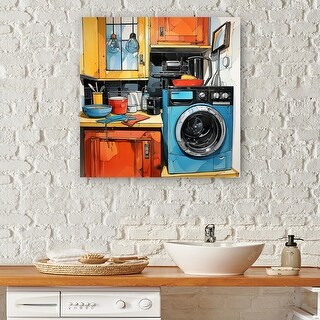 Designart "Washing Machines Laundry Day II" Laundry Blue Wall Decor ...