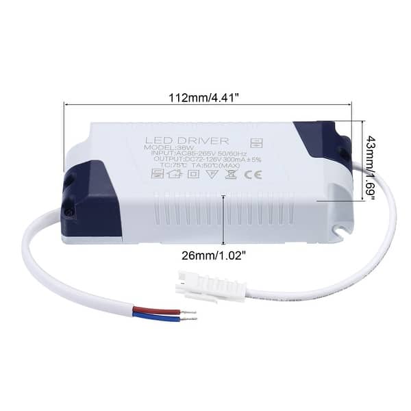 36W 300mA LED Driver, AC 85-265V Output 72-126 DC Male Connector - Bed ...