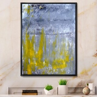 Designart "Grey And Yellow Merging Abstract VI" Modern Framed Canvas ...
