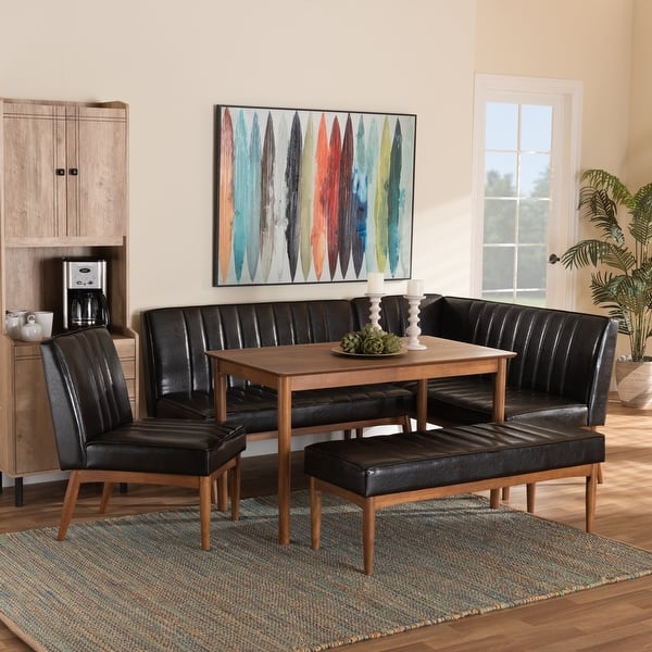 Daymond Mid-Century Upholstered and Walnut 5-PC Dining Nook Set - Bed ...