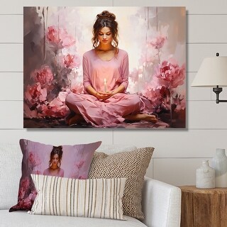 Designart "Pink Yoga Mediation " Yoga Wall Art - Bed Bath & Beyond ...
