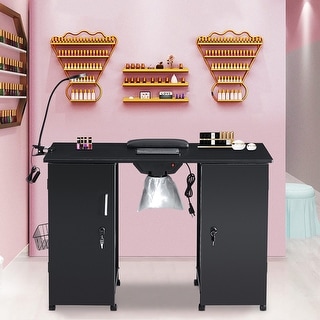 Manicure Table Nail Desk w/Electric Vent, Salon Workstation, LED - Bed ...