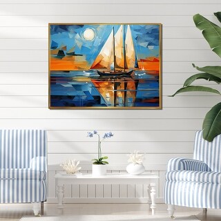Designart "Sailboat Abstract Maritime II" Sailing Boat Framed Canvas ...