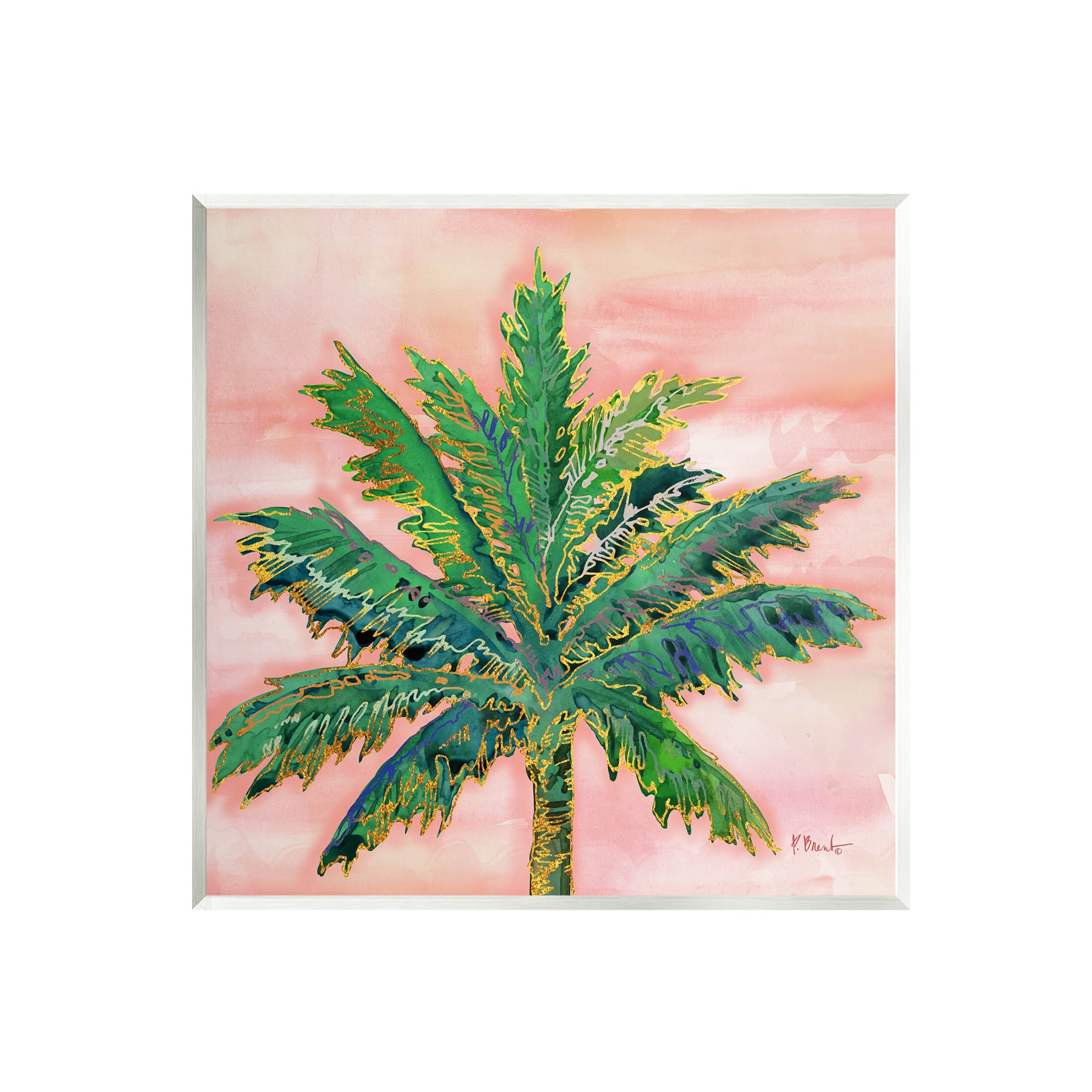 Stupell Industries Modern Glam Outline Palm Tree Wall Plaque Art By
