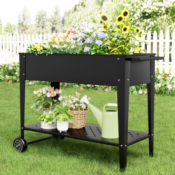 Homall Raised Garden Bed on Wheels Outdoor Metal Mobile Elevated ...