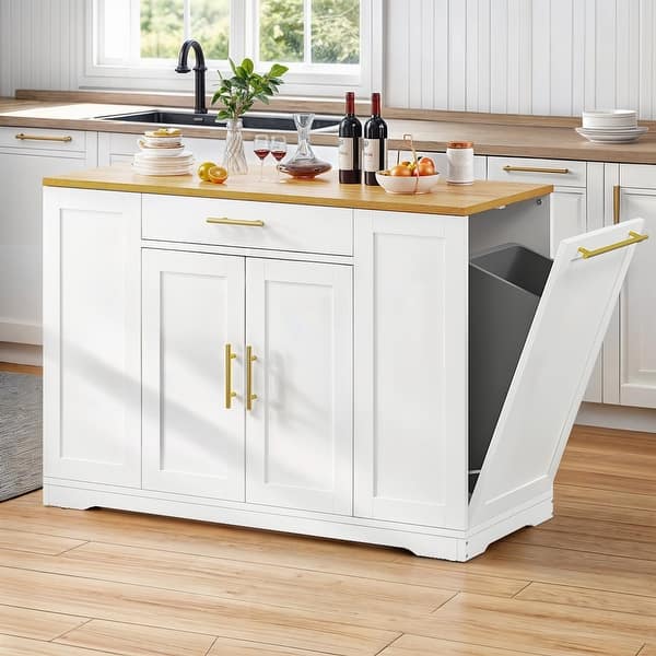 Moasis 53-inch Rolling Kitchen Island Storage Cabinet Portable Mobile ...