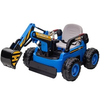 12V Electric Ride-On Excavator for Kids, 4WD Digger Truck with Remote ...