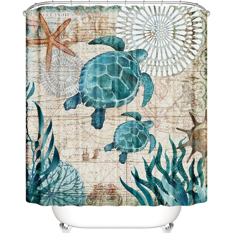 Sea Turtle Shower Curtain for Bathroom Waterproof 72 x 72 Inches Blue ...