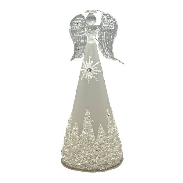 Led Lit Angel With Snowflake And Trees Design Skirt Figurine - Bed Bath ...