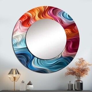 Designart "Multicolor Op Art Illusory Depth" Op Art Round Office Mirror ...