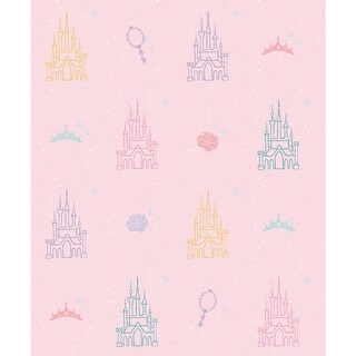 Pink & Yellow Disney Princess Castle Peel and Stick Wallpaper - Bed Bath & Beyond - 38424462