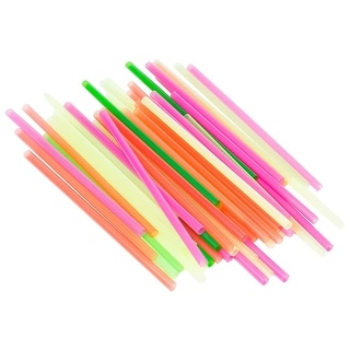 Chef Craft 50 Piece 8" Long Neon Milkshake / Smoothie Straws Set ...