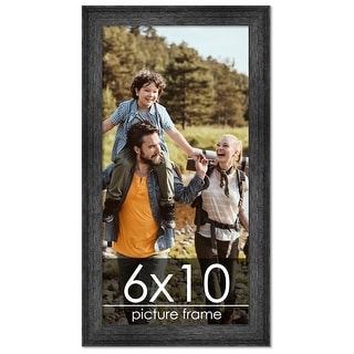 6x10 Distressed/Aged Black Complete Wood Picture Frame with UV Acrylic ...