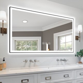72x40 Inch Frameless LED Bathroom Mirror,Smart Mirror - White - Bed ...