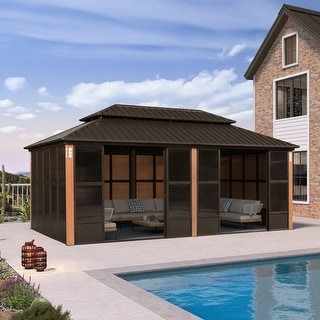 PURPLE LEAF Bronze Solarium Double Roof All Season Outdoor Screen ...